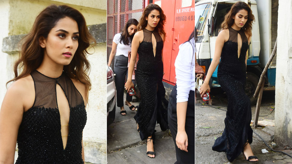 Mira Rajput looks stunning in a black thigh-high slit gown | কালো রঙের ...