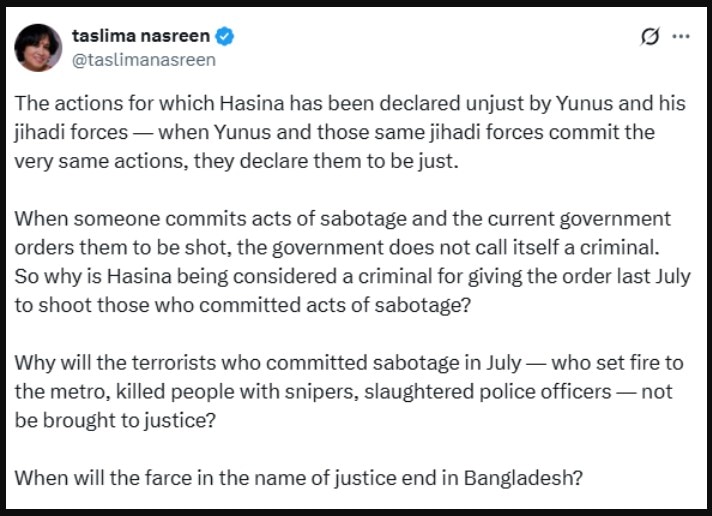 Taslima Nasreen on Sheikh Hasina Verdict: হাসিনার ফাঁসির সাজায় ...
